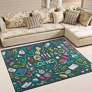 ALAZA Cartoon Science Theme Area Rug Home Decorative Shaggy Rug Living Room Bedroom Floor Carpet Mat 80x58 Inches