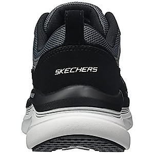 Skechers Men's Walking Sneaker, Black Leather Mesh Charcoal Trim, 7.5