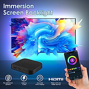 Ligghig TV Backlight Sync to Screen,HDMI 2.0 Sync Box & Fancy TV LED Backlight Kit, Immersion Ambient Lighting Strips for 55-65 Inch and Below TV, Compatible with Alexa & Google Assistant
