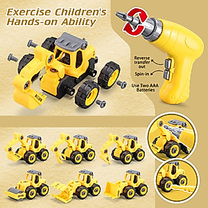 Construction Toys for Kids 5-7 STEM Toys Engineering Car Track Set Take Apart Truck Toys Birthday Gift for 3 4 5 6 Year Old Toddlers Boys Children