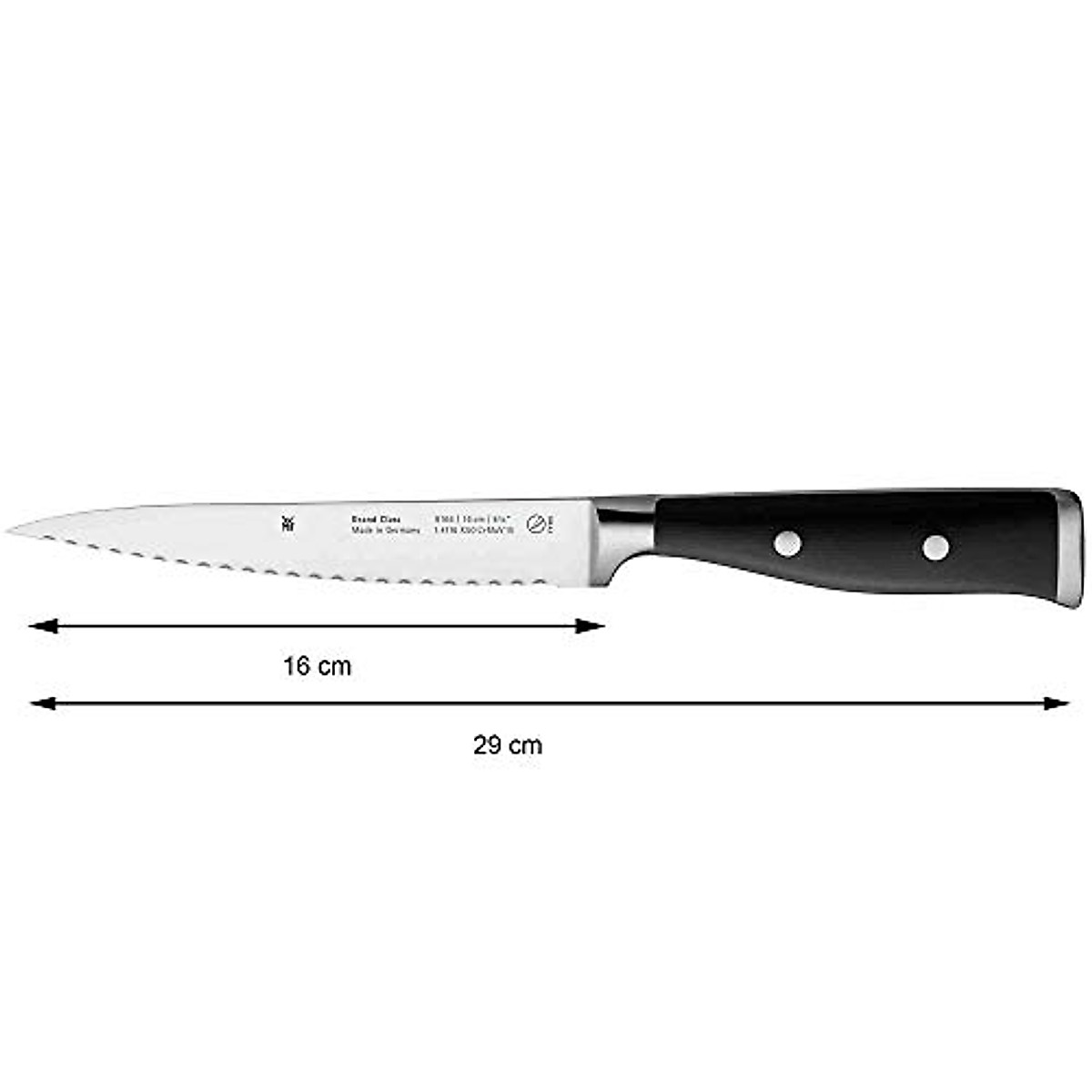 WMF Knife Block with 6 Pieces Grand Class Performance Cut Double Serrated Blade Made in Germany Forged Special Blade Steel - Stainless Steel Rivets Plastic Handles Knife Block of Bamboo