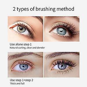 2 Pack 2 in 1 for Mascara 5x Longer Washable, 2 in 1 4D Silk Fiber Lash Mascara, No Clumping, Long-lasting Black Mascara