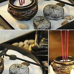 Royal Brands Zen Garden with Buddha, Rake, Rock Candle, and Incense Holder – Peace and Tranquility (9"x6"x7")