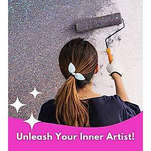 Glitter for Paint [5.3oz] – Holographic Silver with 2 x Buffing Pads – Glitter for Painting Walls for Luminous Paint Finish on Interior or Exterior Walls, Ceilings, and Wood - Glitter Paint Additive