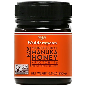 Wedderspoon Raw Premium Manuka Honey KFactor 16, 8.8 Oz, Unpasteurized, Genuine New Zealand Honey, Multi-Functional, Non-GMO Superfood
