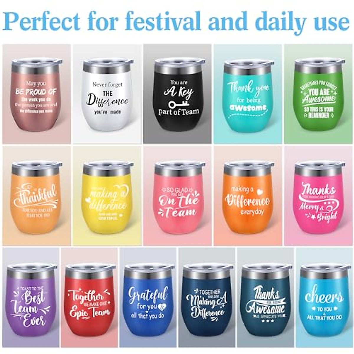 Thank You Gifts Coworker Leaving Farewell Appreciation Gifts with 12 oz Thank You for Being Awesome Wine Tumbler and Difference Keychains Gifts for Father Colleague Teacher Friends (Trendy, 32 Pcs)