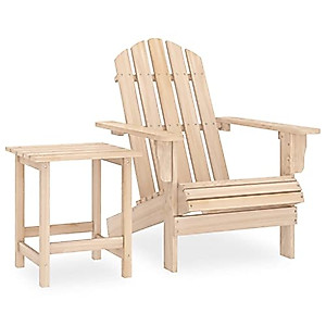 Tidyard Patio Adirondack Chair with Table Solid Fir Wood Outdoor Fire Pit Chair Wooden Garden Armchair for Porch Pool Lawn Deck Backyard Balcony Outdoor