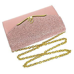 Reekx Evening Bag for Women, RFID Envelope Clutch Purses Crossbody Shoulder Bag for Wedding Party (Rose Gold)