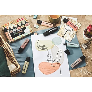 STABILO Highlighter BOSS ORIGINAL NatureCOLORS - Pack of 4 - Beige, Warm Grey, Earth Green, Black