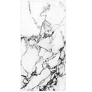 N/W Marble Hand Towels Marble Texture face Towels Ultra Soft Thin Multipurpose for Bathroom, Hotel, Gym, Kitchen, Swimming and Spa (13.7 X 29.5 inch) White