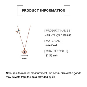 PAENENPH 14K Gold Moissanite Evil Eye Necklace, Sapphire Necklace for Women, Evil Eye Pendant, Gift for Her (Rose, 14K)