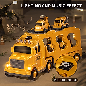 Construction Trucks Toddler Boy Toys Cars for Toddlers 1-3 - Kids Toys for 3 4 5 6 Years Old Boys Transport Vehicle Carrier Truck, Car Toys Set for Age 3-9, Christmas Birthday Gifts