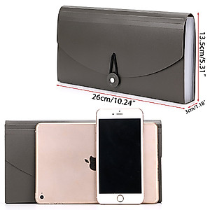 BTSKY Expanding File Folder -13 Pockets Small Accordion File Folder Expandable Card Ticket Holder File Storage Folder Check Bill File Folder Plastic Business Document Organizer Wallet Case New Grey)