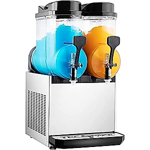 TECSPACE 110V Commercial Slushy Machine,15/30/45L Stainless Steel Margarita Smoothie Frozen Drink Maker for Ice Juice Tea Coffee Making, Sliver