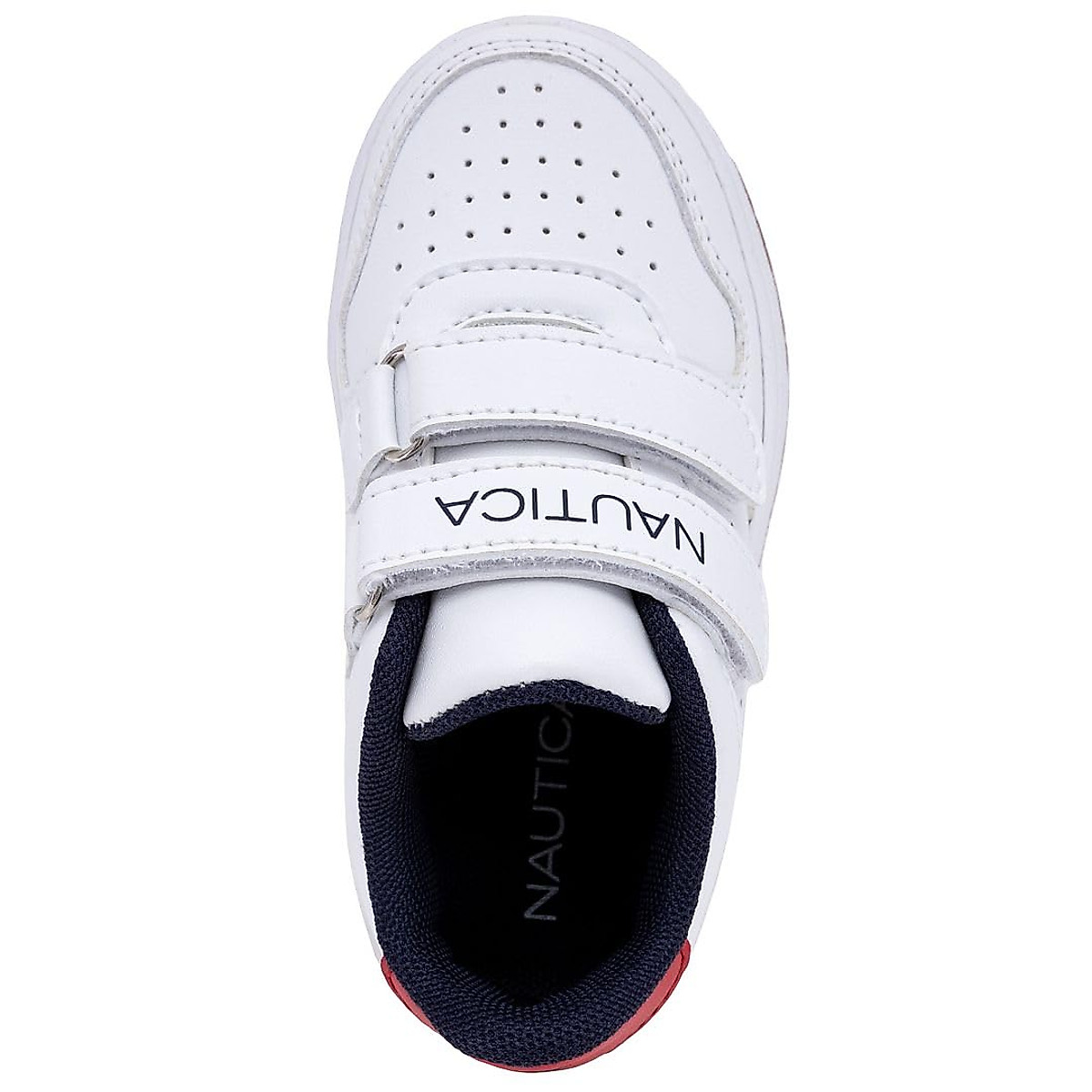 Nautica Kids' Double Strap Sneakers | Casual Athletic Shoes for Boys and Girls | Durable and Comfortable Fit for Toddlers and Little Kids-Stafford Toddler-White Red Gum Size-11