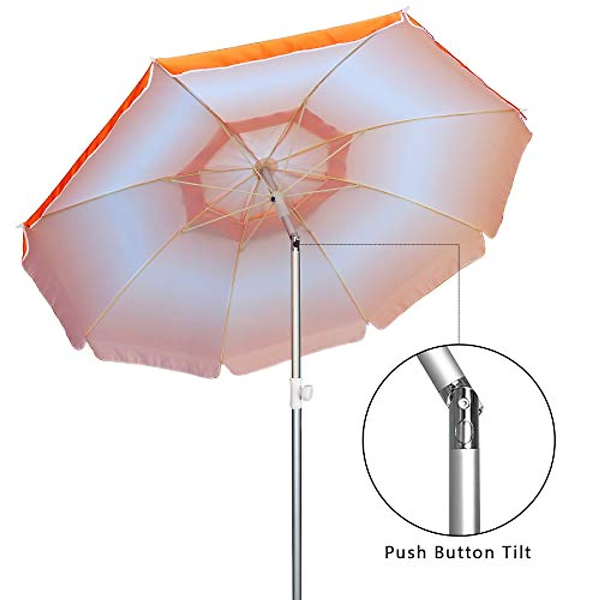 AMMSUN 6.5 ft Beach Umbrella with Sand Anchor,Portable Beach Umbrellas for Sand Heavy Duty Wind,UV 50+ Sun Protection Umbrella for Beach Patio Garden Outdoor,Carry Bag (Orange)