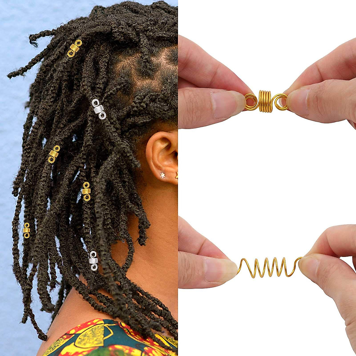 200 Pcs Loc Hair Jewelry for Braids, Metal Gold and Silver Hair Charms for Women, Hair Beads Rings Cuffs Dreadlocks Accessories Decoration