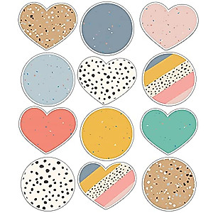 Carson Dellosa 12-Piece We Belong Jumbo Hearts and Dots Bulletin Board Cutouts, Colorful Hearts and Black and White Dot Classroom Cutouts for Bulletin Board Decorations, and Neutral Classroom Décor