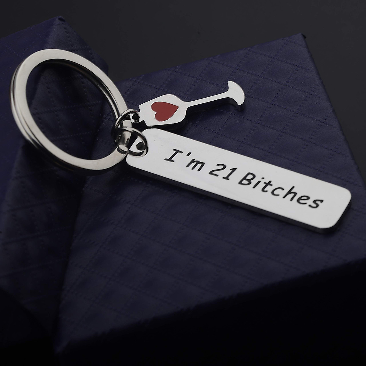 BEKECH 21st Birthday Gifts for Her I'm 21 Bitch Keychain Celebrate Turning Twenty One 21st Birthday Gift Happy Birthday Jewelry 21st Birthday Party Fabulous Keepsake (silver)