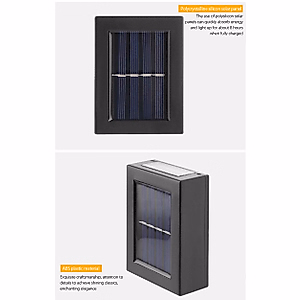 LOOCOO 2 LED Solar Wall Light UP and Down Illuminate Outdoor Sunlight Sensor Lamp IP65 Waterproof Modern Nordic Style Decor for Home Garden Porch