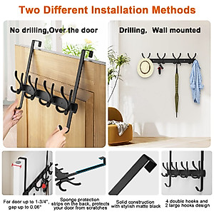 Over the Door Towel Rack, Heavy Duty Towel Racks for Bathroom Door Hanger Over The Door Hooks, Wall Mounted Coat Rack, Door Hanger for Hanging Clothes, Coats, Jackets, Hats, Bags, Robes,Towels