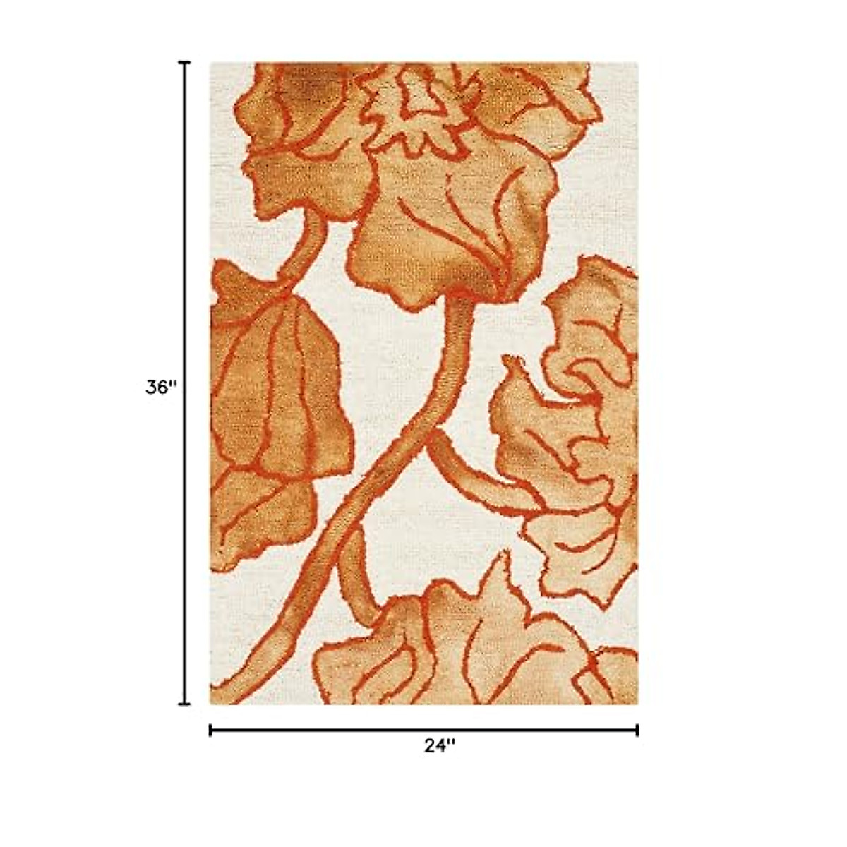 SAFAVIEH Dip Dye Collection 2' x 3' Ivory / Orange DDY683A Handmade Floral Watercolor Premium Wool Accent Rug