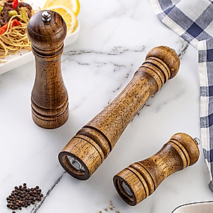 Oak Wooden Pepper or Salt Mill with 10 inch tall with a Adjustable Ceramic Rotor and easily refillable Grinder Pepper Mill Grinder Ceramic Adjustable Coarseness Grinder