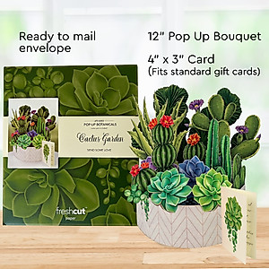 Freshcut Paper Pop Up Cards, Red Roses, 12 inch Life Sized Forever Flower Bouquet 3D Popup Paper Flower Anniversary Greeting Cards with Note Card and Envelope
