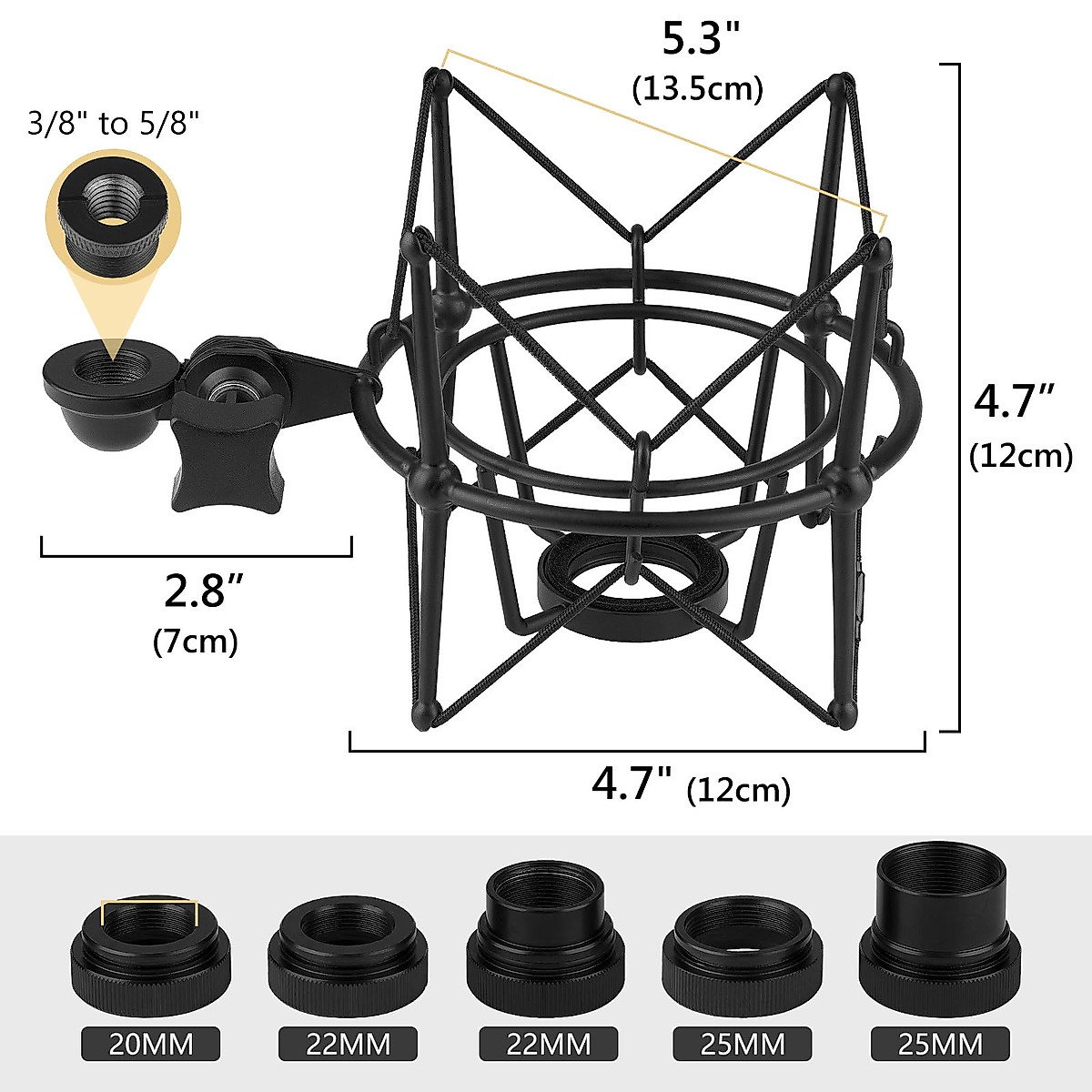Geekria for Creators Microphone Shock Mount Compatible with Rode NT-USB, NT1-A, NT2-A, NT1000, NT2000, Procaster, K2, Mic Anti-Vibration Suspension Adapter Clamp Mic Holder Clip (Black/Metal)