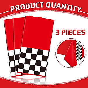Irenare Car Birthday Party Supplies Racing Party Decorations Road Tablecloth Racetrack Table Runner Table Covers for Kids Boy Car Theme Birthday Party, 54 x 108 Inch (Red,3 Sheets)
