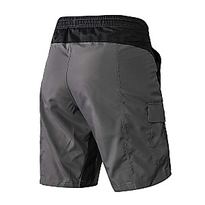 EZRUN Men's 3D Padded Mountain Bike Shorts Lightweight MTB Cycling Shorts (Grey Black,l)