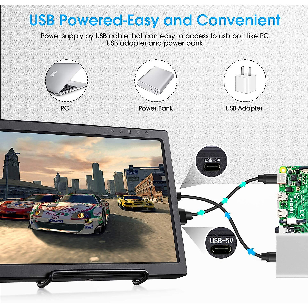 KALESMART Portable Gaming Monitor 15.6 Inch Full HD PC Monitor with Double HDMI 1920x1080 IPS Display with Audio Output for Raspberry Pi PS4 WiiU Xbox One S Windows 7 8 10