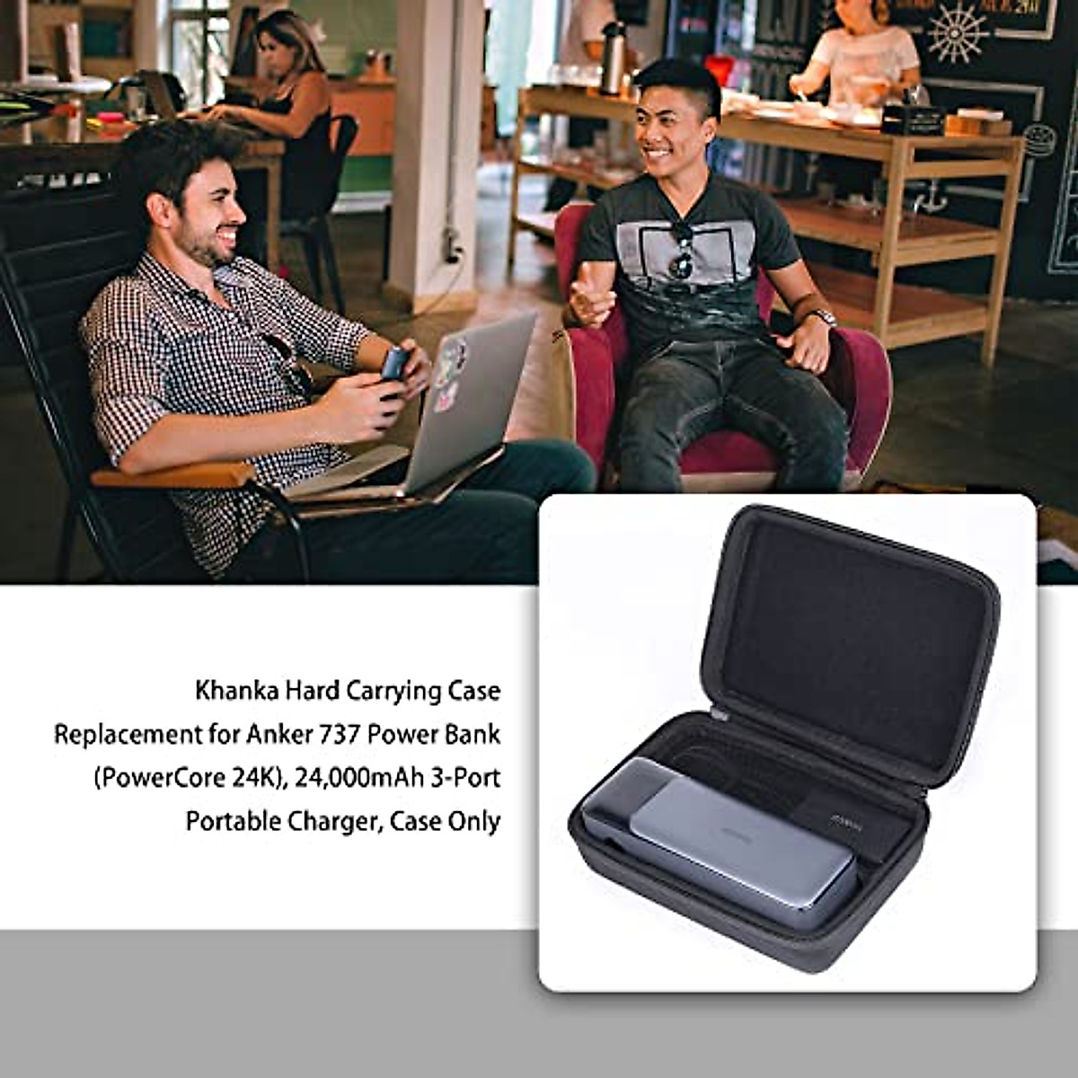 khanka Hard Travel Case Replacement for Anker 737 Power Bank (PowerCore 24K), 24,000mAh 3-Port Portable Charger, Case Only
