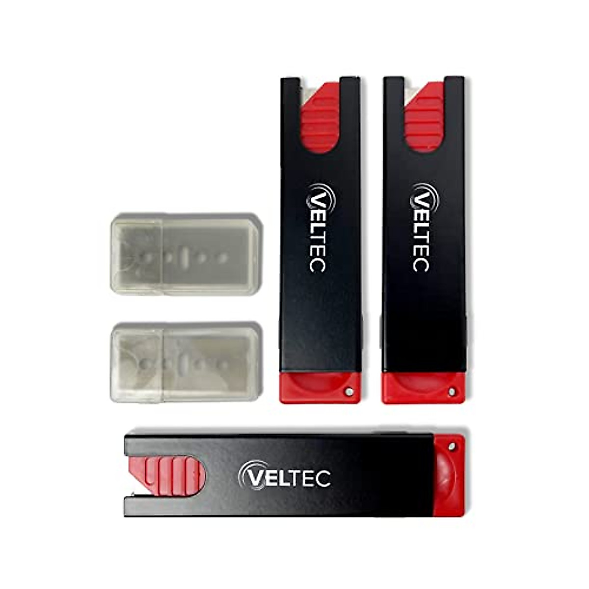 Veltec Auto Retractable Safety Utility Box Cutters, 3 Pack Cutters with 10 Extra Blades (VC800)