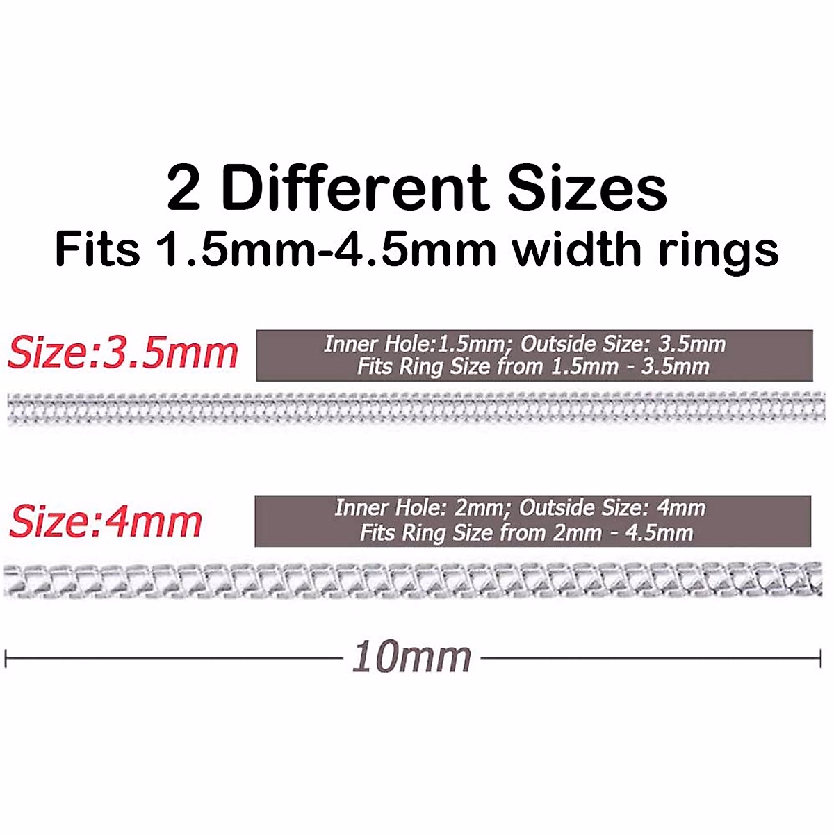 Invisible Ring Size Adjuster 2 Sizes of 12 Packs, Silicone Ring Size Adjuster for Loose Rings,for Men and Women,Spiral Silicone Tightener Fits Most Round Rings(6+6)
