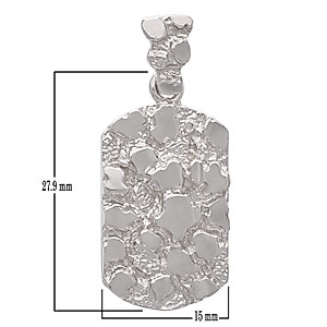 14k White Gold Dog Tag Nugget Charm Pendant