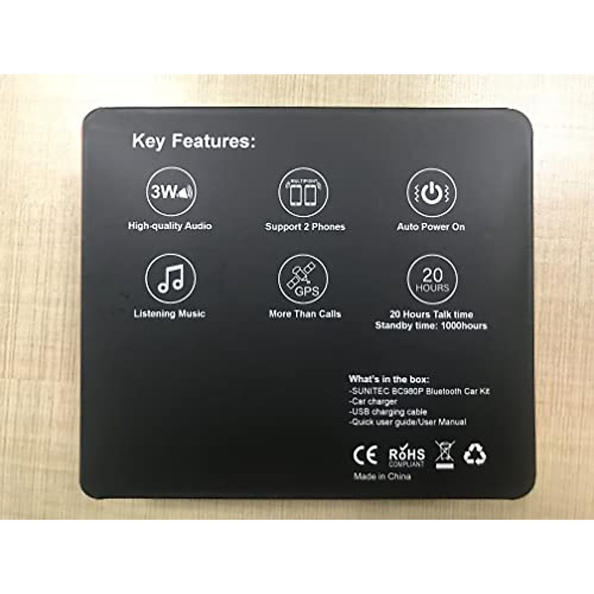 SUNITEC Handsfree Bluetooth for Cell Phone, Bluetooth 5.0 Car Speaker Motion AUTO ON Off Support Siri Voice Assistant Bluetooth Car Kit Receiver Handsfree Speakerphone with Visor Clip - BC980P