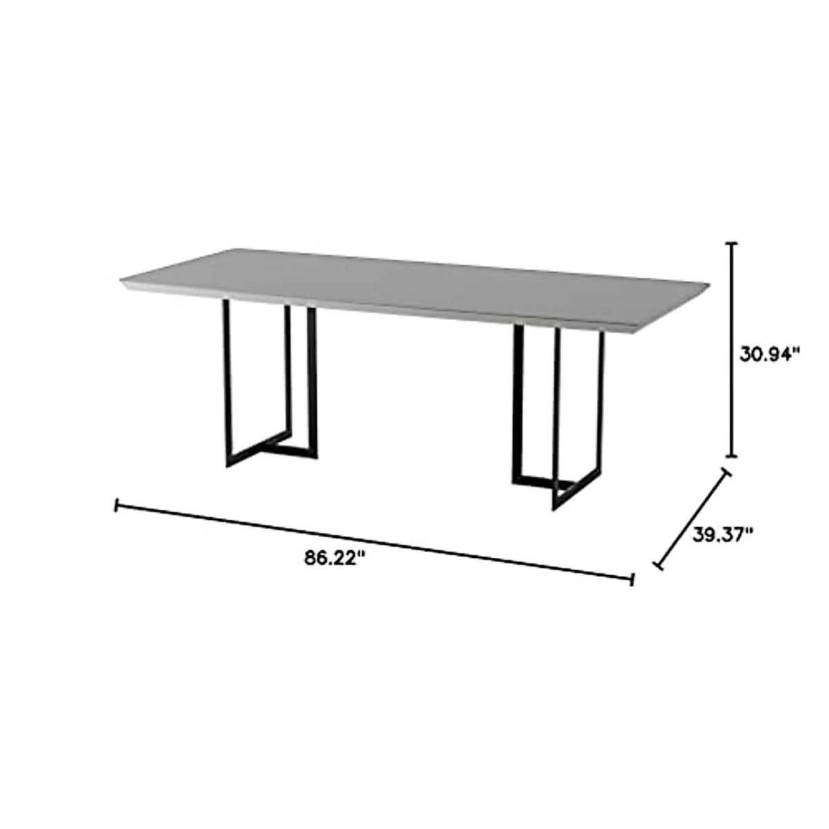 Manhattan Comfort Celine Mid Century Modern 8-Seater Dining Table, 86.22", Off White