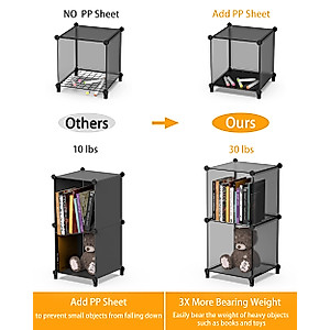 HOMIDEC Cube Storage Organizer, Heavy Duty Portable Closet Wardrobe with Door, 58in Large Closet Organizers and Storage with Hanging Rod for Clothes Yarns Toys Books Tools(20 cube grey)