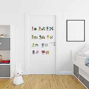 Number Wall Decals Figures Alphabet Letter Wall Stickers Animals Theme Room Wall Decals Digital Early Educational Wall Stickers for Kids Playroom Classroom Bedroom Nursery Boys Girls Rooms Decorations