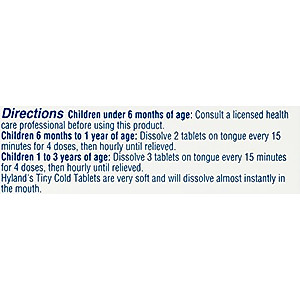 Hyland's Naturals Tiny Cold Tablets Nighttime, Baby & Infant Cold And Cough Medicine, Decongestant, Natural Relief Of Common Cold Symptoms, 125 Quick-Dissolving Tablets