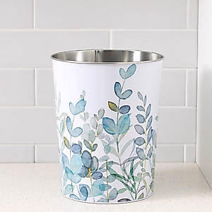 Allure Home Creation Botanical Watercolor Abstract Leave Wastebasket-Small Size-1.5 Gallons