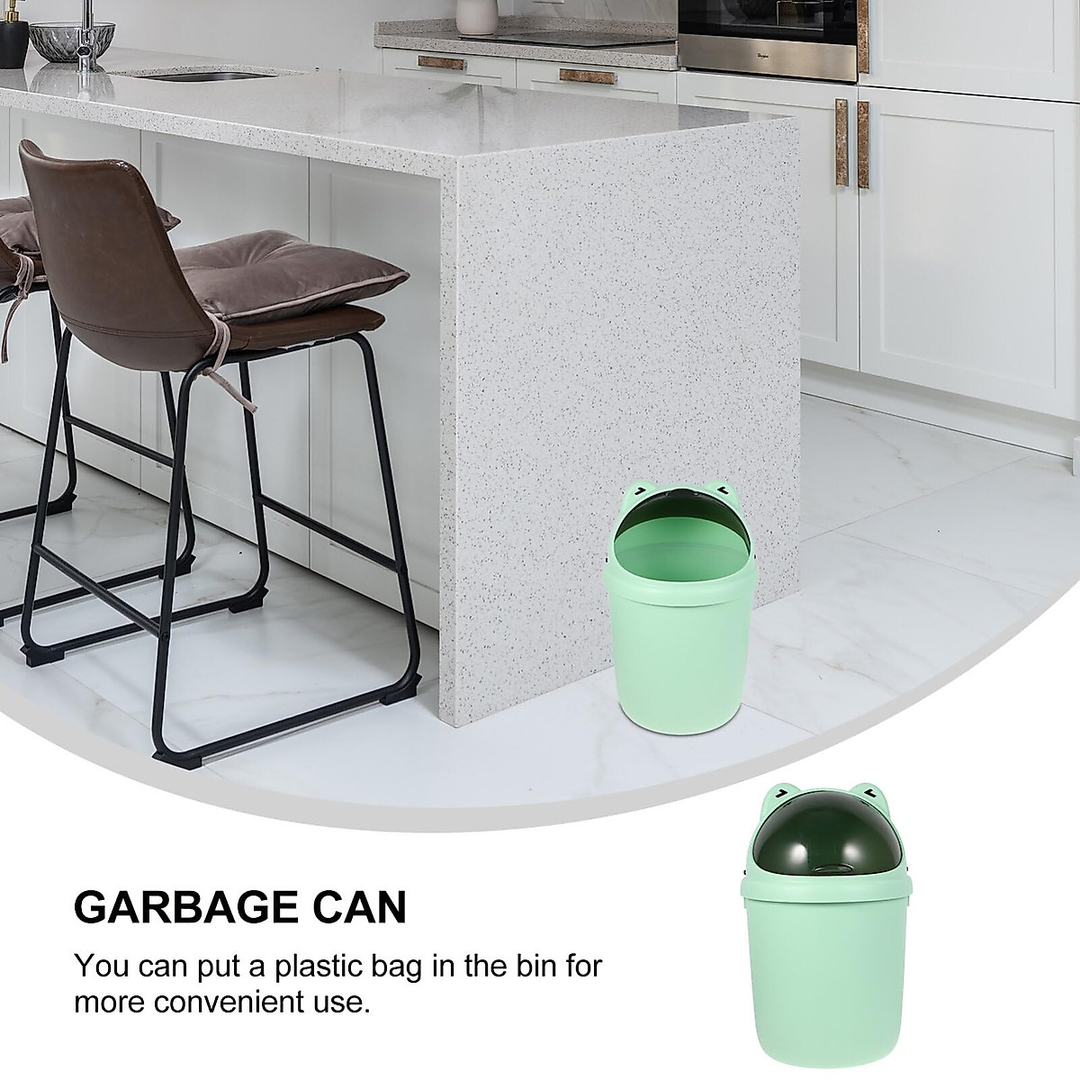 DEARMAMY Cute Frog Trash Can Plastic Wastebasket Kawaii Waste Garbage Bin with Lid Bathroom Trash Can Garbage Basket Bin Rubbish Container Under Desk Trash Bin for Kid Room