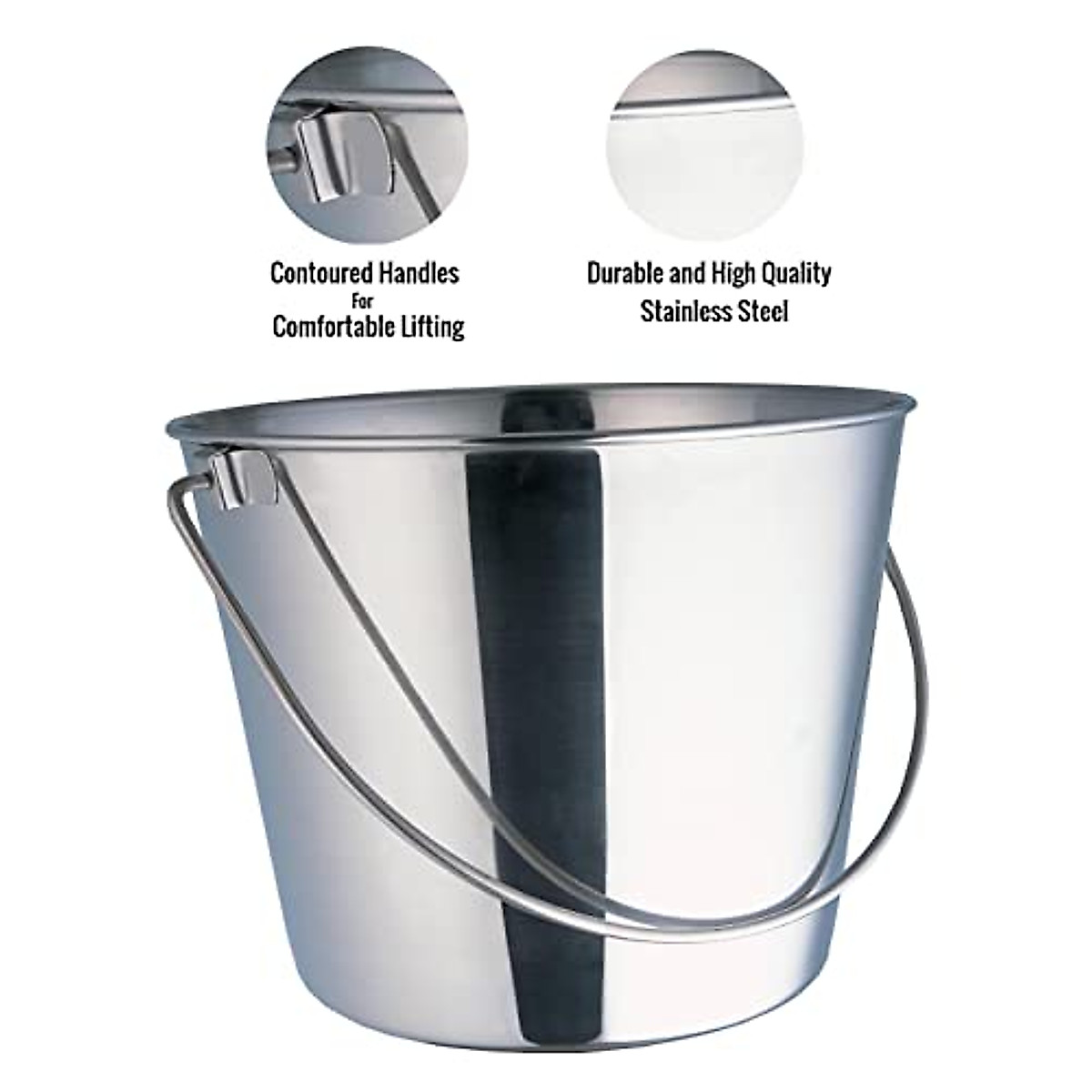 Indipets Heavy Duty Stainless Steel Pail - 2 Quart - Durable Dog Food and Water Storage