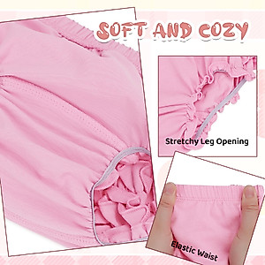 Durio Baby Bloomers for Toddler Girls Ruffle Diaper Covers for Girls Cute Cotton Baby Girl Shorts White 6-12 Months