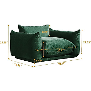 JACH Mid-Century Modern Comfy Sofa Couch with Thick Cushion, Chenille Single Accent Chair Deep Seat Couches, 50" Plush Sofas Furniture for Small Spaces Living Room Bedroom Office Apartment, Green