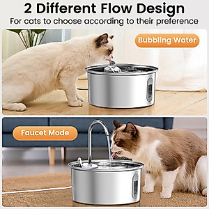 Petlipo Cat Water Fountain Stainless Steel: 108oz/3.2L Cat Fountain for Drinking, Pet Fountain Water Bowl Dog Drinking Dispenser Cat Feeding & Watering Supplies, Super Quiet Kitty Spout for Cats Dogs