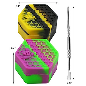 KUVIS 26ml Hexagon Silicone Container Non-stick Jars with Carving Tool