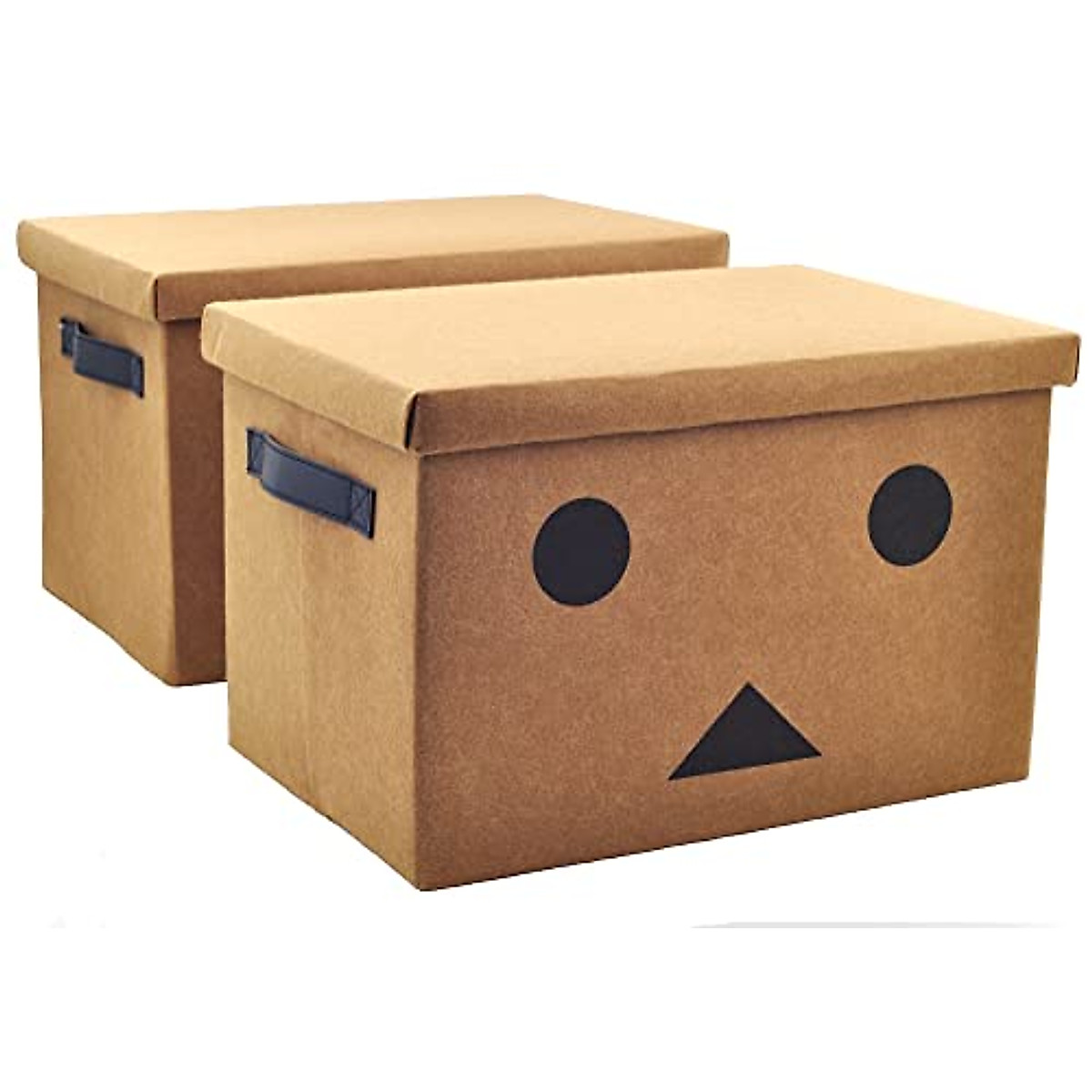 Large Storage Boxes with Lids, Storage Baskets for Shelves, Foldable Organiser Box Baskets,Baskets with Stackable Lid & Handles Collapsible Fabric Bins Home & Office Decorative Storage Box, 2-Pack