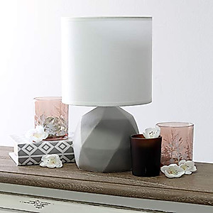 Simple Designs LT2060-WHT Geometric Concrete Table Lamp, White